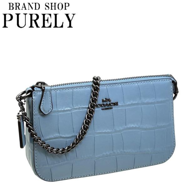 コーチ ポーチ レディース COACH 小物 エンボス クロコダイル レザー ノリータ ハンドルポーチ CN382 QBCFL コーンフラワー