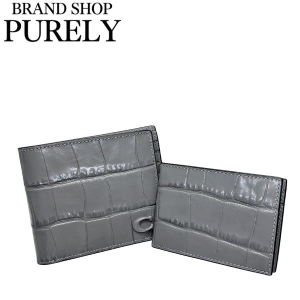 コーチ 財布 メンズ COACH 折り財布 クロコダイル エンボスド レザー 3in1 ウォレット CW439 CHR チャコール