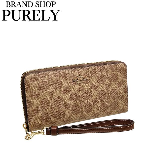 コーチ 財布 レディース COACH 長財布 シグネチャー ロング ジップ アラウンド ウォレット CW778 IMXHE タン×ブラウン