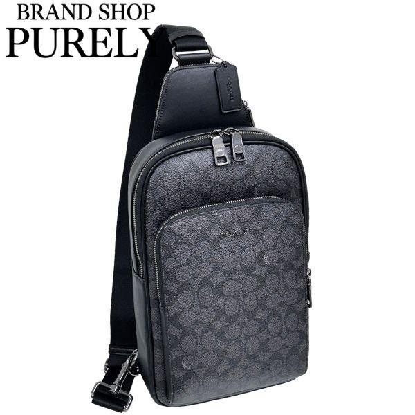 国内発送 コーチ バッグ メンズ COACH ショルダーバッグ シグネチャー イーサン パック スリングパック CZ393 QBMI5 チャコール×ブラック
