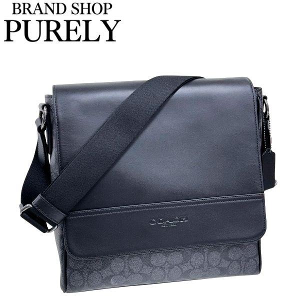 国内発送 コーチ バッグ メンズ COACH ショルダーバッグ シグネチャー ヒューストン マップ バッグ CZ399 QBMI5 チャコール×ブラック