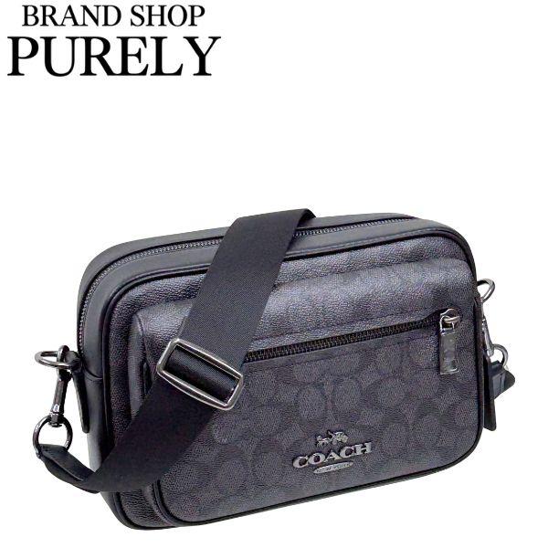 国内発送 コーチ バッグ メンズ COACH ショルダーバッグ シグネチャー エリアス クロスボディ CZ401 QBMI5 チャコール×ブラック