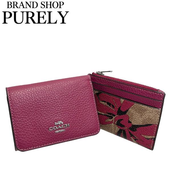 コーチ 財布 レディース COACH カードケース シグネチャー ボウ プリント カード ホルダー ウォレット CZ447 SVXI4 タン×ピンクマルチ