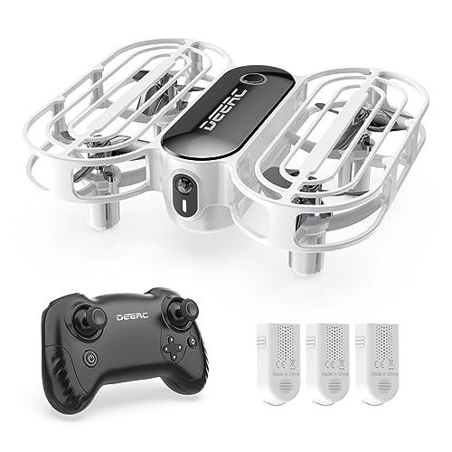 ドローン 100g未満 DEERC トイドローン おもちゃ 子供向け 申請不要 全保護プロペラガード バッテリー3個 総飛行時間24分 初心者 室内 放り投げ飛行 宙返り 高速回転 モード1/ ...