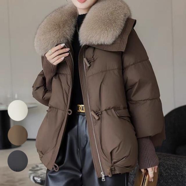 ボリュームファーダウンコート レディース コート ジャケット アウター ダウンコート ダウンジャケット ダウン風 ショート丈 中綿コート フェイクダウン