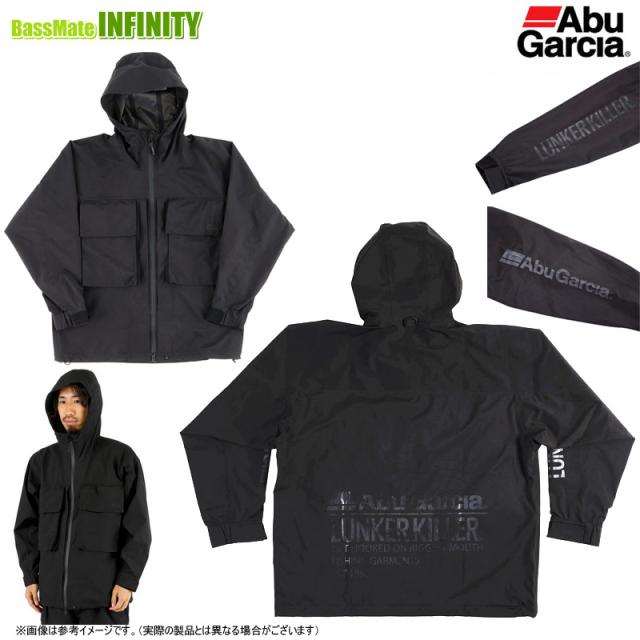 ●アブガルシア Abu　3レイヤーレイン ウォータープルーフ エクスプローラーシェルジャケット ブラック (Abu×LK コラボプリントバージョン)