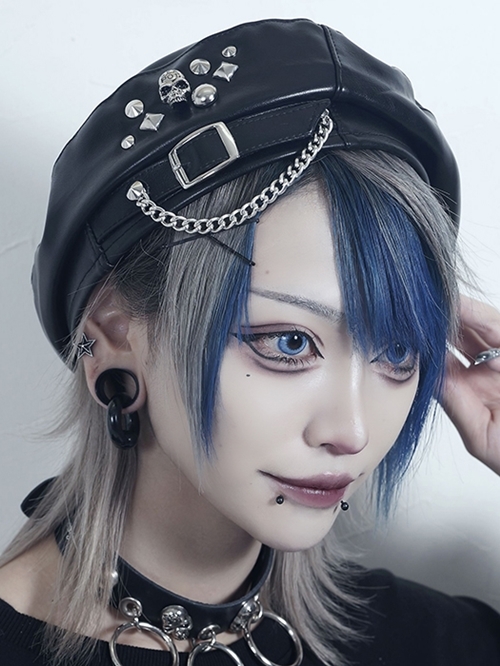 [APPAREL]/セックスポットリベンジ/CHAIN STUDS BRIM ハット 黒 (F) ゴスロリ・パンク/SEX POT ReVeNGe APPAREL]/セックスポットリベンジ/CHAIN STUDS ベレー帽 黒 (F