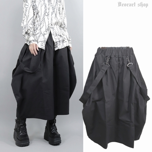 [APPAREL]/ディオラート/サスベルト付 ユニセックス・バルーンロングスカート ブラック (M) ゴスロリ・パンク/Deorart