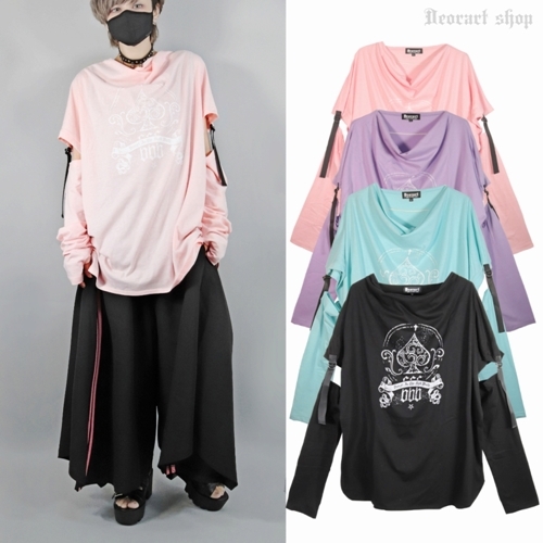 [APPAREL]/ディオラート/ドレープネック 袖セパレート Tシャツ [spade] ピンク (M) ゴスロリ・パンク/Deorart