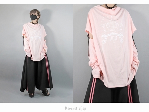 [APPAREL]/ディオラート/ドレープネック 袖セパレート Tシャツ [spade] ピンク (L) ゴスロリ・パンク/Deorart
