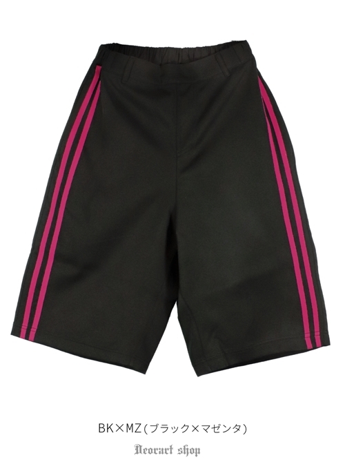 [APPAREL]/ディオラート/サイドライン・ジャージ ハーフパンツ ブラック x マゼンタ (M) ゴスロリ・パンク/Deorart