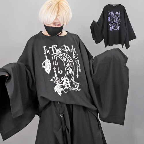[APPAREL]/ディオラート/オーバーサイズ・ワイド袖 プリントカットソー [ moonlit night ] ブラック x ホワイト (L) ゴスロリ・パンク/Deorart