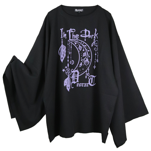 [APPAREL]/ディオラート/オーバーサイズ・ワイド袖 プリントカットソー [ moonlit night ] ブラック x パープル (L) ゴスロリ・パンク/Deorart