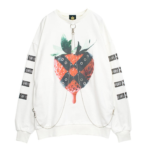 [APPAREL]/リッスンフレーバー/イチゴの束縛 チェーンプルオーバー WHITE (F) ゴスロリ・パンク/LISTEN FLAVOR
