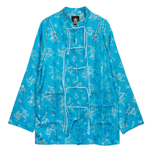 [APPAREL]/リッスンフレーバー/ドラゴンチャイナブロケードシャツ BLUE DRAGON (F) ゴスロリ・パンク/LISTEN FLAVOR