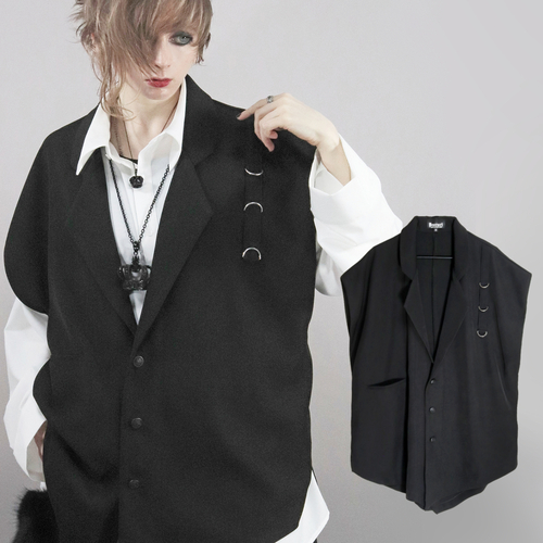 [APPAREL]/ディオラート/オーバーサイズ ゴシック ・ジレ ベスト ブラック (M) ゴスロリ・パンク/Deorart