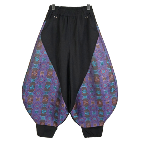[APPAREL]/ディオラート/バルーン ランタンパンツ[中華柄切替え・カンフーパンツ] ブラック x パープル (M) ゴスロリ・パンク/Deorart