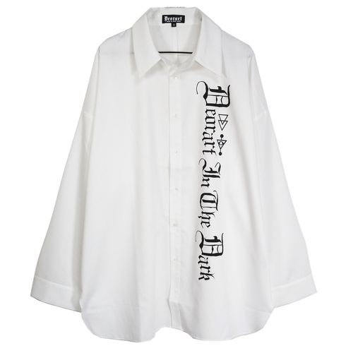 [APPAREL]/ディオラート/フロントプリント・ モンスターサイズシャツ[ Gothic Logo ] ホワイト x ブラック (L) ゴスロリ・パンク/Deorart