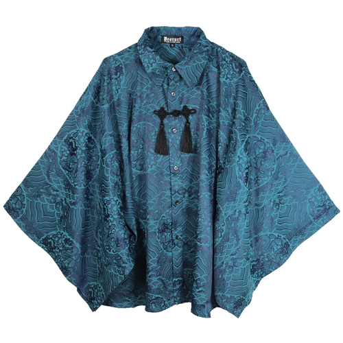 [APPAREL]/ディオラート/[GOTH CHINA]ワイド五分袖・チャイナシャツ [中華柄 ] ブルー (L) ゴスロリ・パンク/Deorart