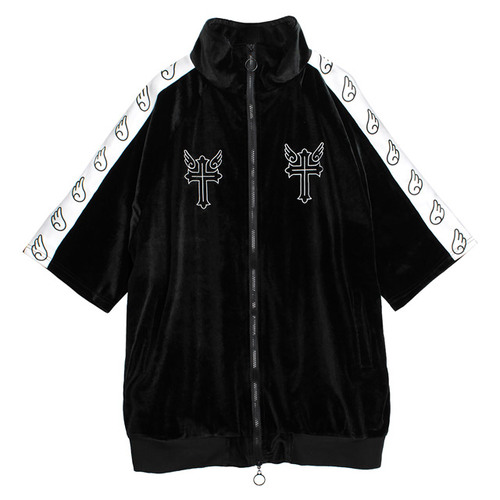 [APPAREL]/リッスンフレーバー/天界のベロア半袖ジャージ BLACK (F) ゴスロリ・パンク/LISTEN FLAVOR