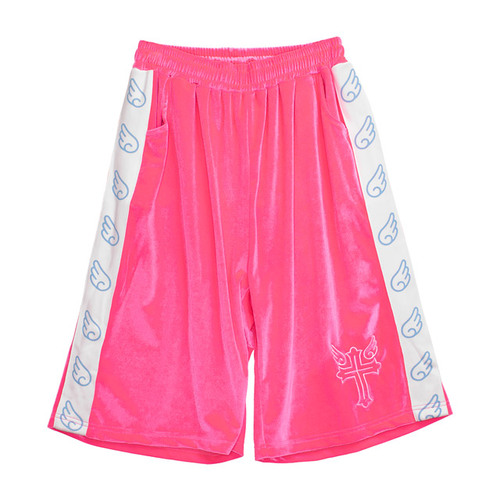 [APPAREL]/リッスンフレーバー/天界のベロアジャージハーフパンツ PINK (F) ゴスロリ・パンク/LISTEN FLAVOR