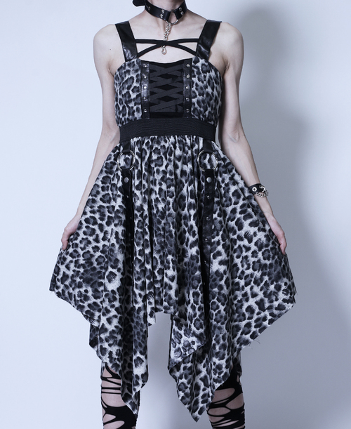 [APPAREL]/セックスポットリベンジ/BLACK ROCK LEOPARD ワンピース 灰ヒョウ＋黒 (F) ゴスロリ・パンク/SEX POT ReVeNGe