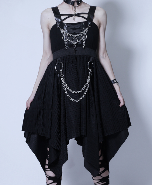 [APPAREL]/セックスポットリベンジ/CUSTOM BLACK ROCK WASHER ワンピース 黒 (F) ゴスロリ・パンク/SEX POT ReVeNGe