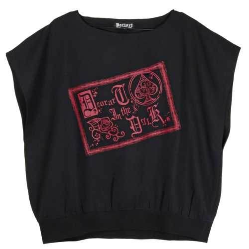 [APPAREL]/ディオラート/[ スペード・ローズ柄 ] 裾絞り ルーズ・ノースリーブ・タンクトップ ブラック x レッド (M) ゴスロリ・パンク/Deorart