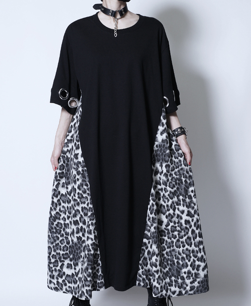 [APPAREL]/セックスポットリベンジ/JUDGMENT DESIGN LEOPARD ロング カットソー 黒＋ヒョウ (F) ゴスロリ・パンク/SEX POT ReVeNGe