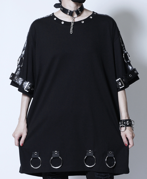 [APPAREL]/セックスポットリベンジ/BELT SLEEVE SID RING カットソー 黒 (F) ゴスロリ・パンク/SEX POT ReVeNGe