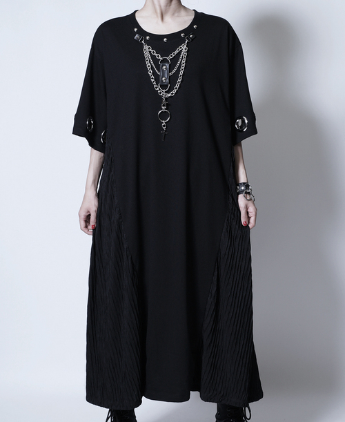 [APPAREL]/セックスポットリベンジ/CUSTOM JUDGMENT DESIGN WASHER ロング カットソー 黒 (F) ゴスロリ・パンク/SEX POT ReVeNGe