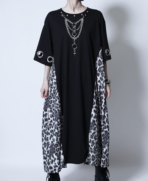 [APPAREL]/セックスポットリベンジ/CUSTOM JUDGMENT DESIGN LEOPARD ロング カットソー 黒＋ヒョウ (F) ゴスロリ・パンク/SEX POT ReVeNGe