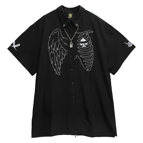 [APPAREL]/リッスンフレーバー/堕天使の肋骨シャツ BLACK (F) ゴスロリ・パンク/LISTEN FLAVOR