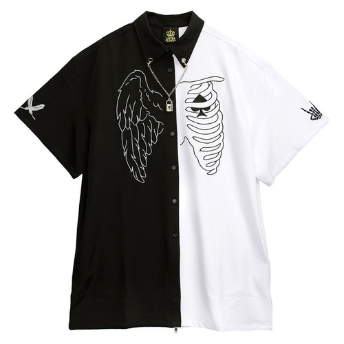 [APPAREL]/リッスンフレーバー/堕天使の肋骨シャツ TWO-TONE (F) ゴスロリ・パンク/LISTEN FLAVOR