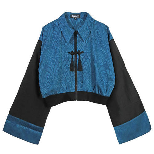 [APPAREL]/ディオラート/袖 シアー・チャイナ柄トッパー [中華柄] ブルー (M) ゴスロリ・パンク/Deorart