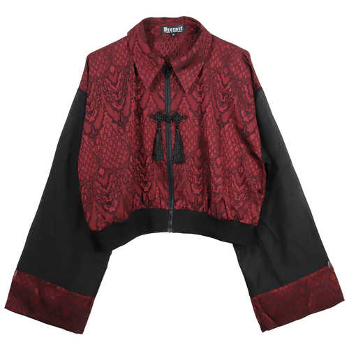 [APPAREL]/ディオラート/袖 シアー・チャイナ柄トッパー [中華柄] レッド (L) ゴスロリ・パンク/Deorart