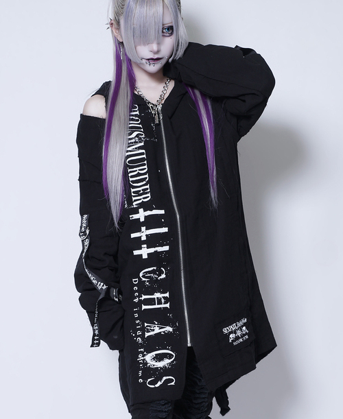 [APPAREL]/セックスポットリベンジ/PUNKISH MURDER ガーゼ パーカ 黒  x 白 (M) ゴスロリ・パンク/SEX POT ReVeNGe
