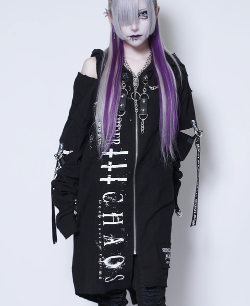 [APPAREL]/セックスポットリベンジ/CUSTOM PUNKISH MURDER ガーゼ パーカ 黒  x 白 (M) ゴスロリ・パンク/SEX POT ReVeNGe