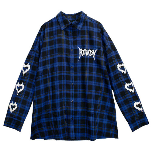 [APPAREL]/リッスンフレーバー/クレイジーベア チェックシャツ BLUE CHECK (F) ゴスロリ・パンク/LISTEN FLAVOR