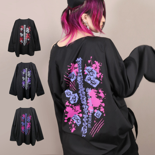 [APPAREL]/ディオラート/手術着風 シャツロンT [セキツイ] パープル×ワイン (L) ゴスロリ・パンク/Deorart