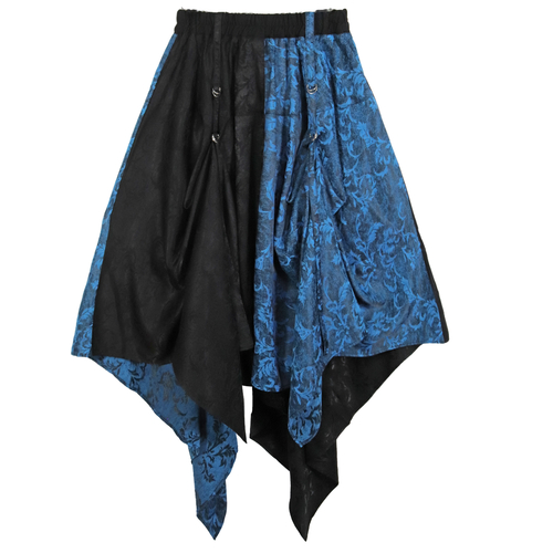 [APPAREL]/ディオラート/[GOTH CHINA] 3WAY ユニセックス・スカート[和柄・中華柄] ブラック×ブルー (F) ゴスロリ・パンク/Deorart