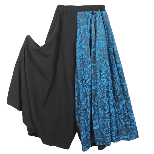[APPAREL]/ディオラート/[GOTH CHINA] HAKAMA風 アシンメトリーワイドパンツ [袴・和柄・中華柄] ブラック×ブルー (L) ゴスロリ・パンク/Deorart