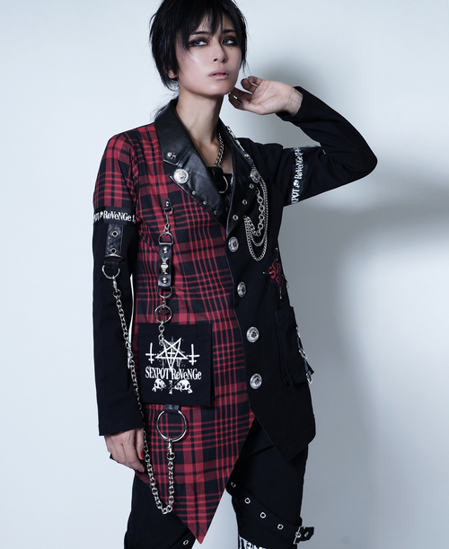 [APPAREL]/セックスポットリベンジ/CUSTOM SATANIC CROSS PUNKISH ジャケット 黒＋赤チェック (M) ゴスロリ・パンク/SEX POT ReVeNGe