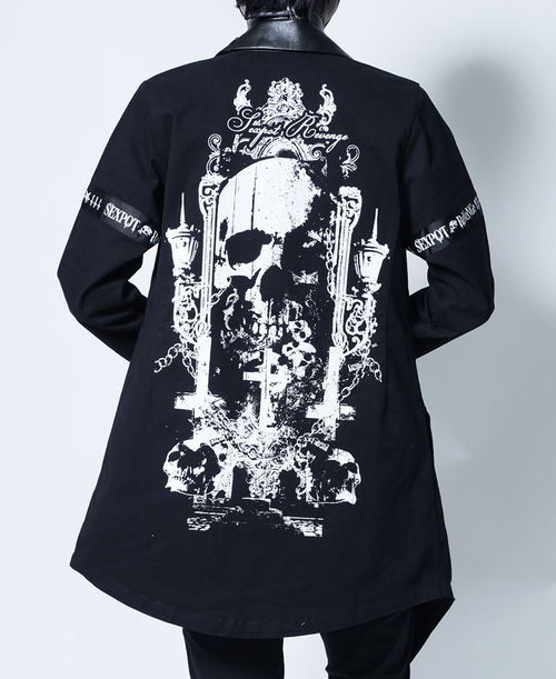[APPAREL]/セックスポットリベンジ/RELIC OF SKULL SATANIC CROSS PUNKISH ジャケット 黒×白 (M) ゴスロリ・パンク/SEX POT ReVeNGe