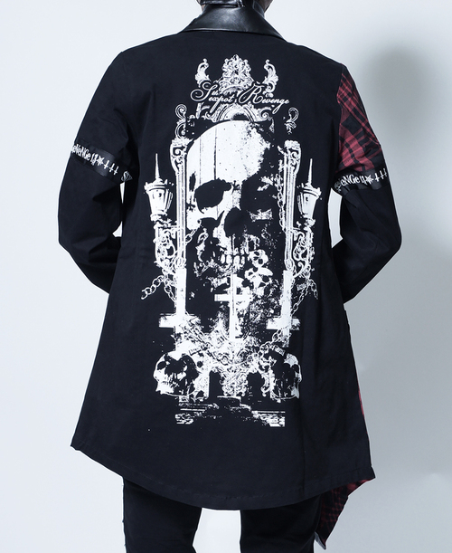 [APPAREL]/セックスポットリベンジ/RELIC OF SKULL SATANIC CROSS PUNKISH ジャケット 黒＋赤チェック×白 (M) ゴスロリ・パンク/SEX POT ReVeNGe