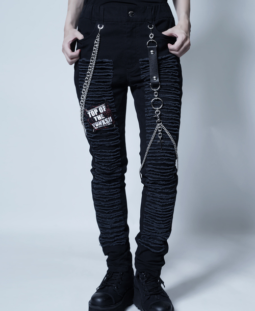 [APPAREL]/セックスポットリベンジ/CUSTOM PUNKISH SLASH STRETCH スキニー パンツ 黒 (L) ゴスロリ・パンク/SEX POT ReVeNGe