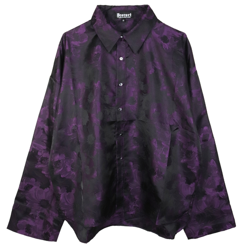 [APPAREL]/ディオラート/ジャガード フラワー柄・オーバーサイズシャツ パープル (M) ゴスロリ・パンク/Deorart