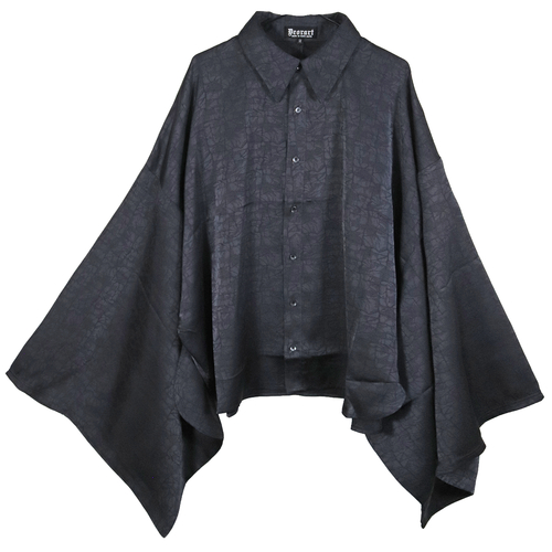 [APPAREL]/ディオラート/ジャガード フラワー柄・オーバーサイズシャツ ブラック (M) ゴスロリ・パンク/Deorart