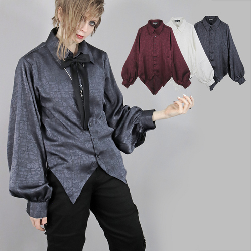 [APPAREL]/ディオラート/ジャガード柄・ヴァンパイア・ ドレスシャツ【 燕尾・エンビ 】 ブラック (M) ゴスロリ・パンク/Deorart