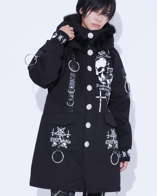 [APPAREL]/セックスポットリベンジ/ROUGE CROSS パンキッシュ コート 黒 (L) ゴスロリ・パンク/SEX POT ReVeNGe